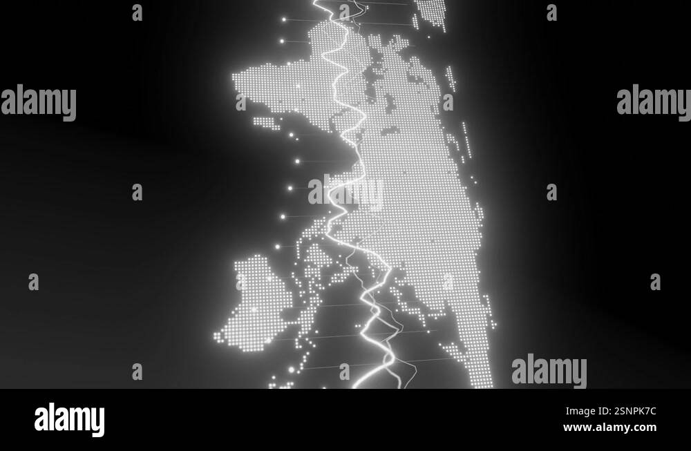 World map auropean continent in digital dotted style with dynamic ...