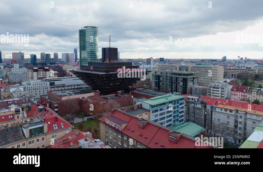 Inverted Pyramid: Aerial View of Slovensky rozhlas in Bratislava Stock ...