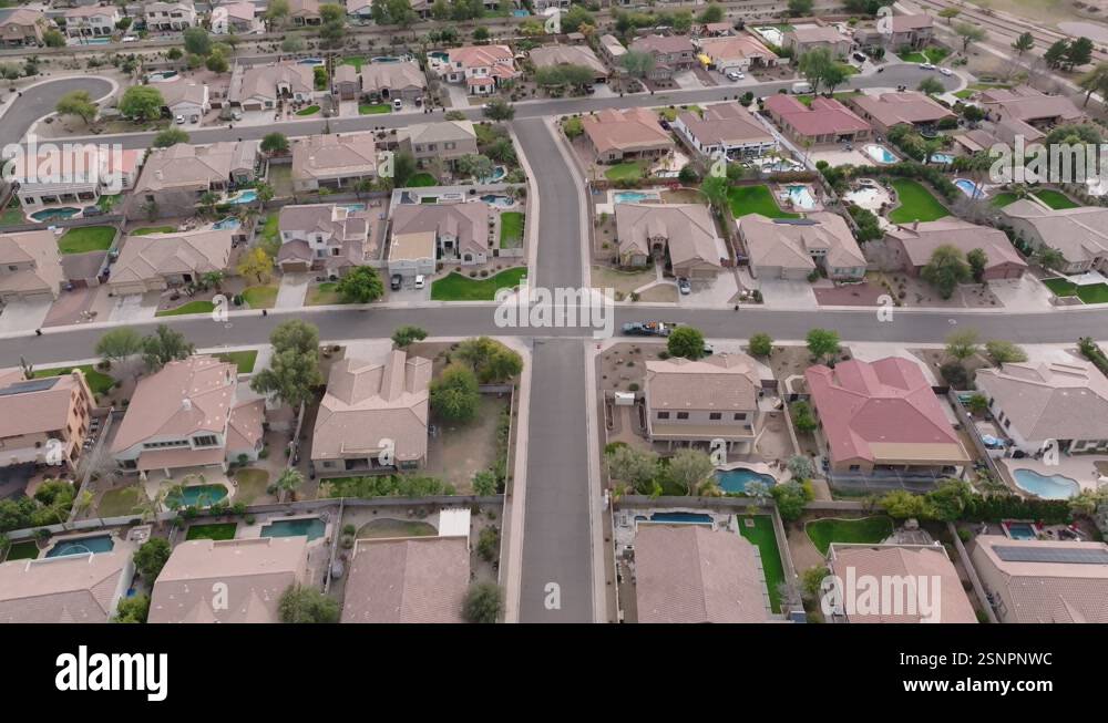 Upper class Neighborhood of Arizona with large villas and mansions. Private Stock Video Footage ...
