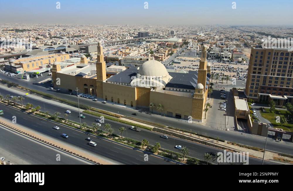 A drone point of view of Al Rajhi Mosque, Riyadh Mero line and Eastern ...