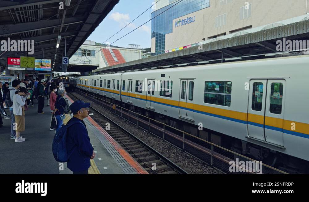 Train Arrives at Platform to Pick up Tourists for Day trip to Nara Park ...