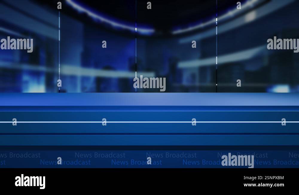News studio background world map with anchor table Stock Video Footage ...