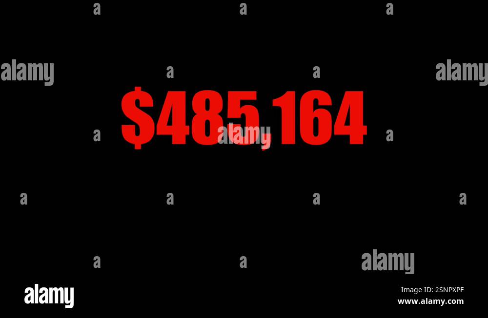 Animated text counting down from 1 million dollars to 0 red Stock Video ...