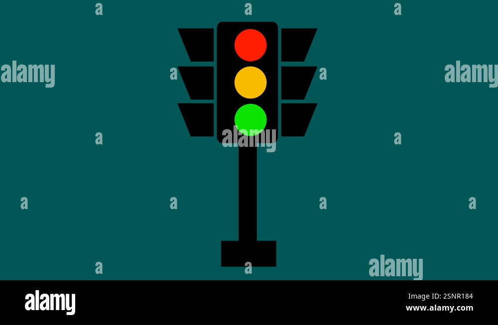 Traffic lights with all three colors on. Traffic light with red, yellow ...