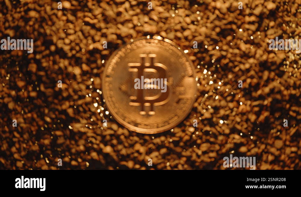 Bitcoin Coin Emerging from Blur to Clarity on Gravel Background ...