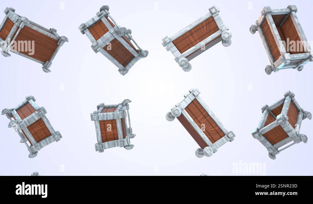 3D Stylized Mine Carts Falling on a Light Background. Mine Cart 3D ...