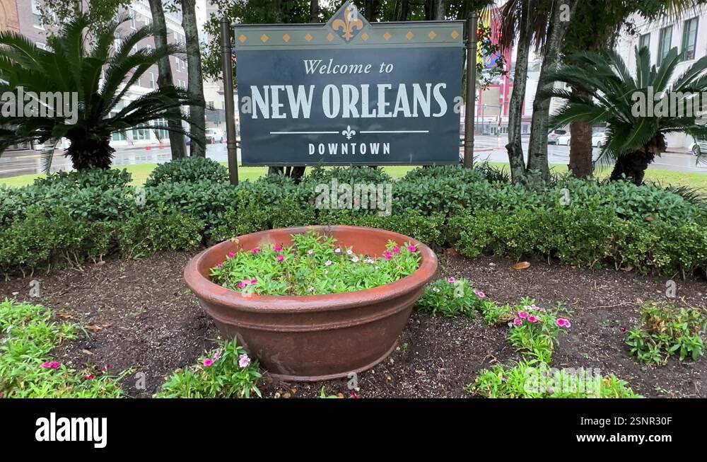 Welcome to Downtown New Orleans Sign Daytime View Stock Video Footage ...
