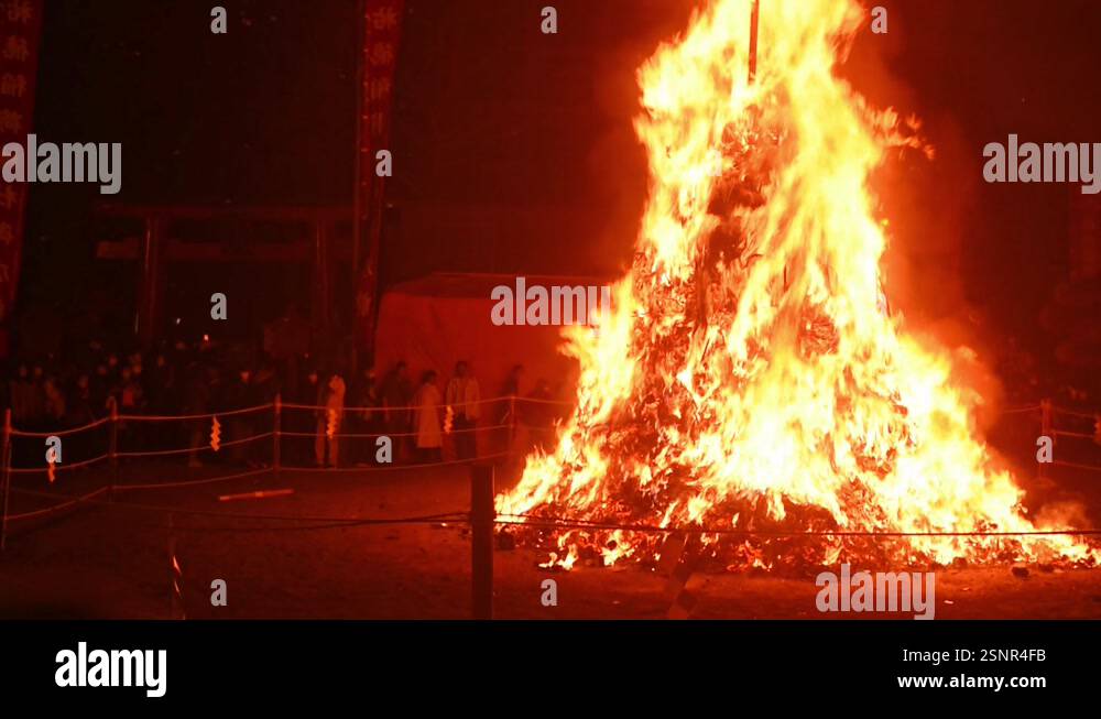 Massive Bonfire Ignites at Ohitaki Fire Festival, Yutoku Inari Shrine ...
