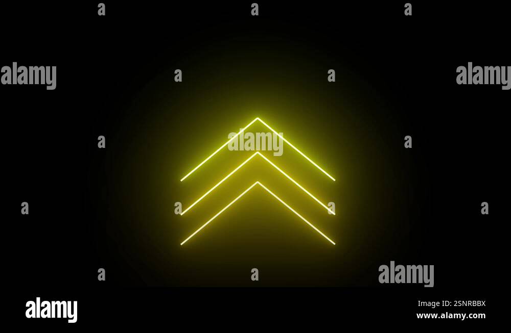 neon single-line directional up arrow animation. signal icon. Moving ...