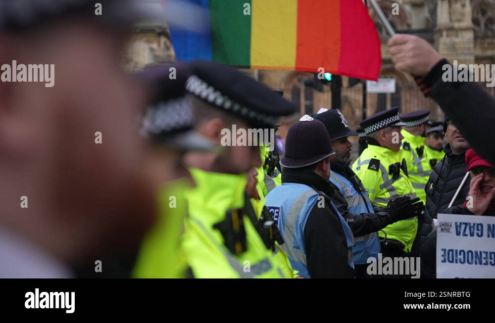 In Slow Motion Metropolitan Police Officers Form A Cordon During A ...