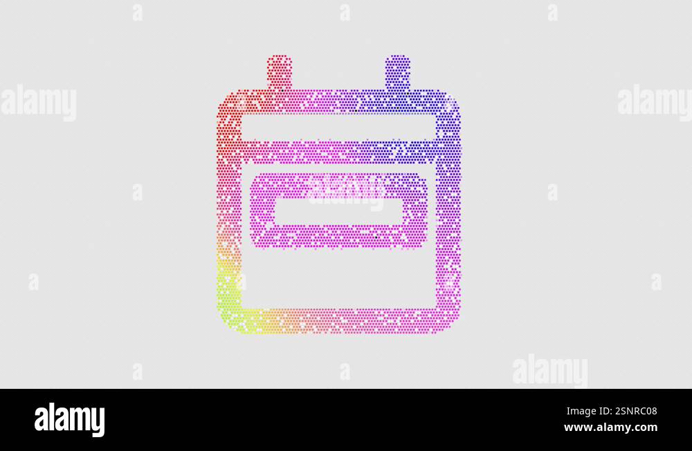 Icon calendar week is made up of LED square shapes that shimmer and ...