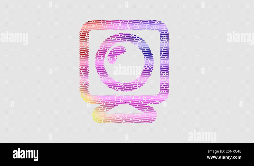 Icon camera home is made up of LED square shapes that shimmer and ...