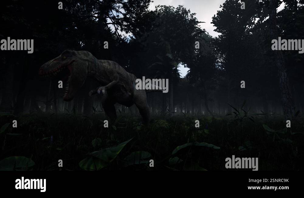 Dinosaur tyrannosaurus rex (T-Rex) standing idle and looking around ...