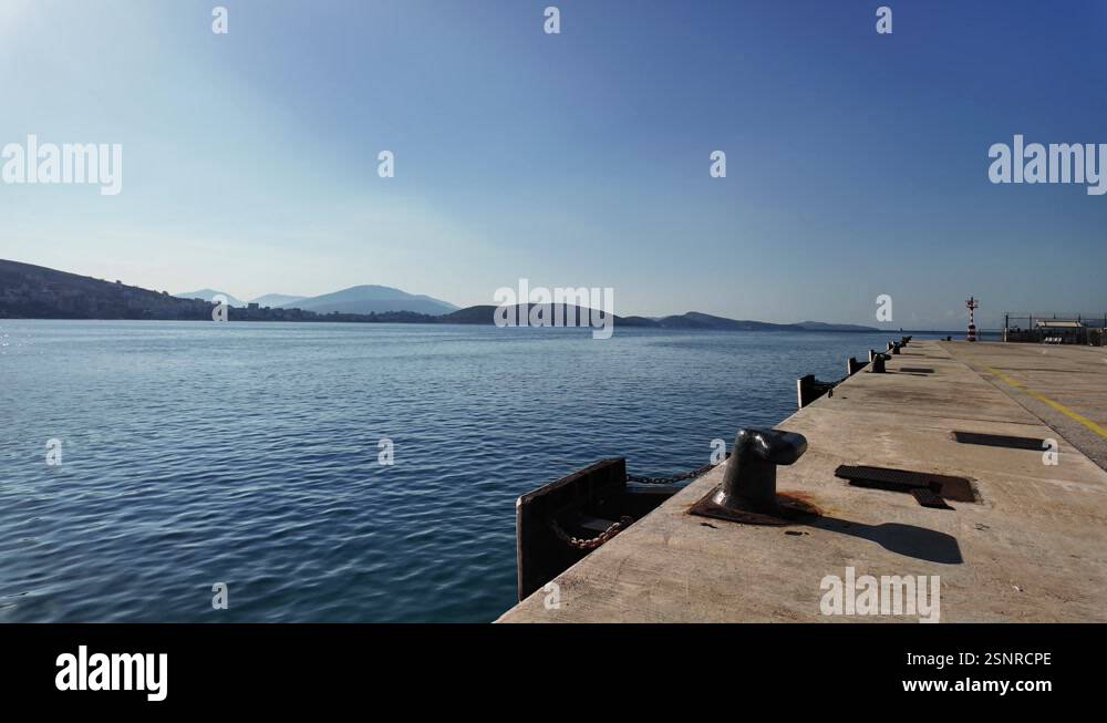Saranda Albania ferry port empty docks walking Albanian riviera Ionian ...