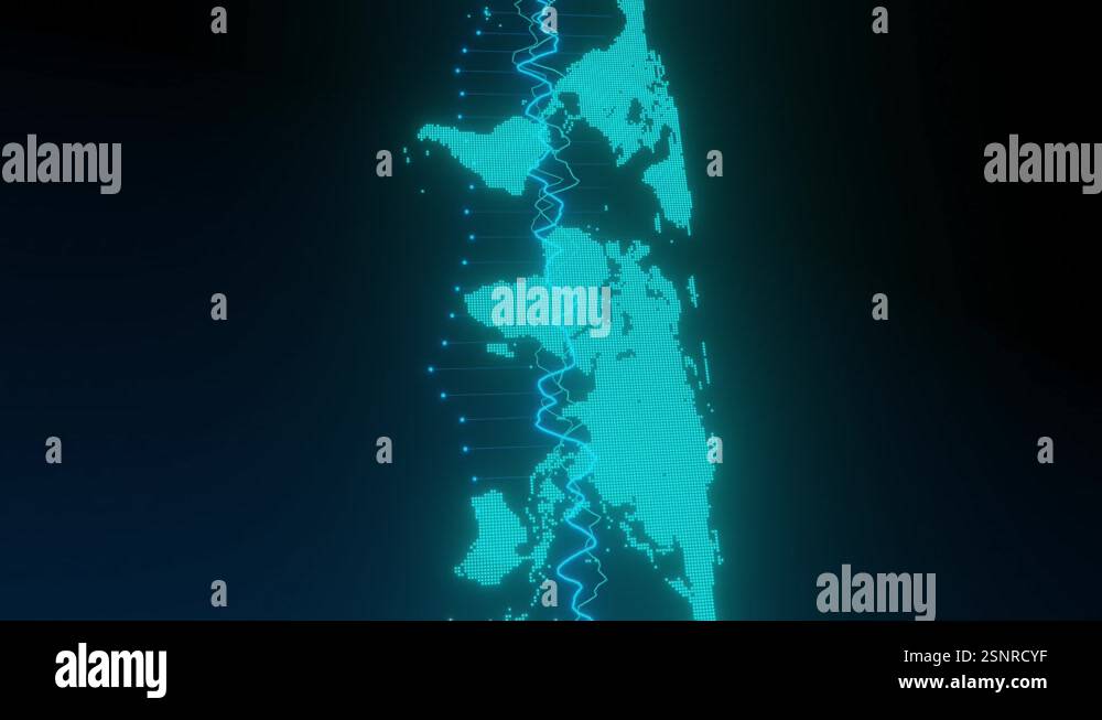 Digital green world map with glowing pixelated continents and overlaying Stock Video Footage - Alamy