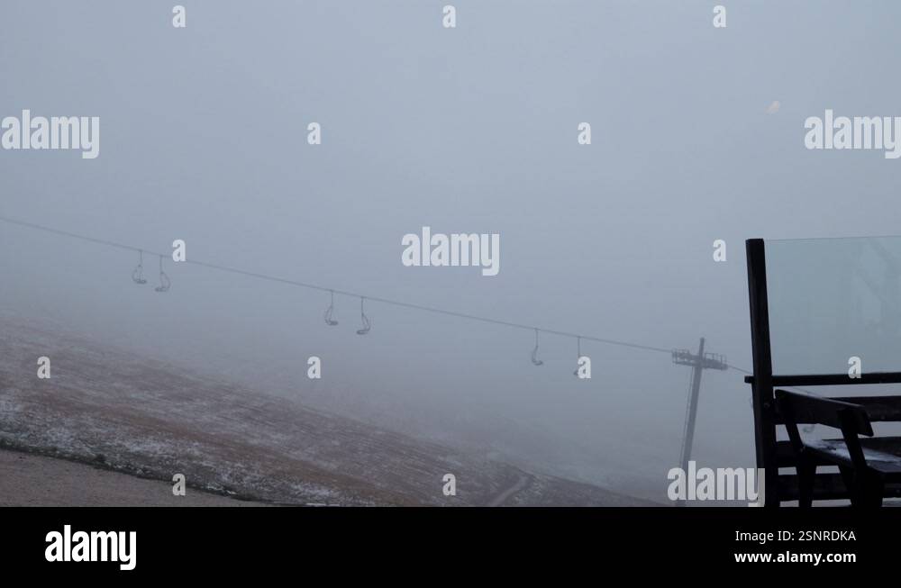 Timelapse of Snowy Seceda Ski Lift and Fog Rolling Over Alpine Slopes ...