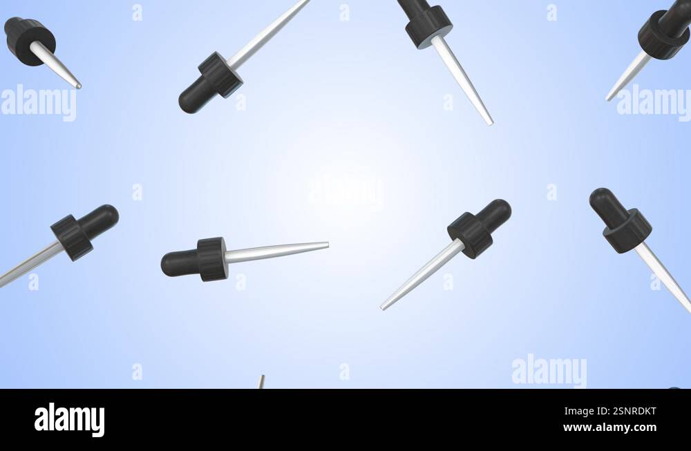 Eye Droppers Falling on a Light Background. Eyedroppers 3D Animation ...