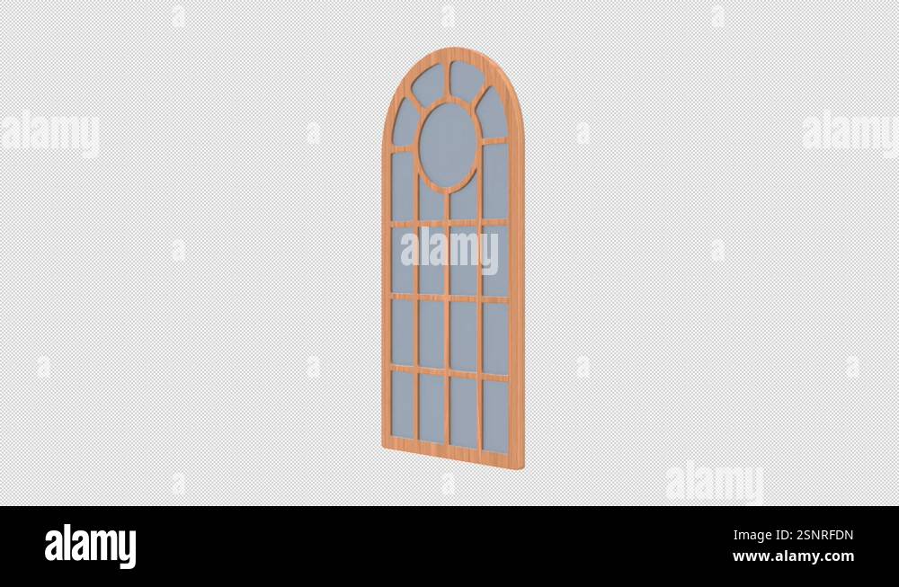 Wooden Glass Window Rotating on a Transparent Background Seamless Loop ...