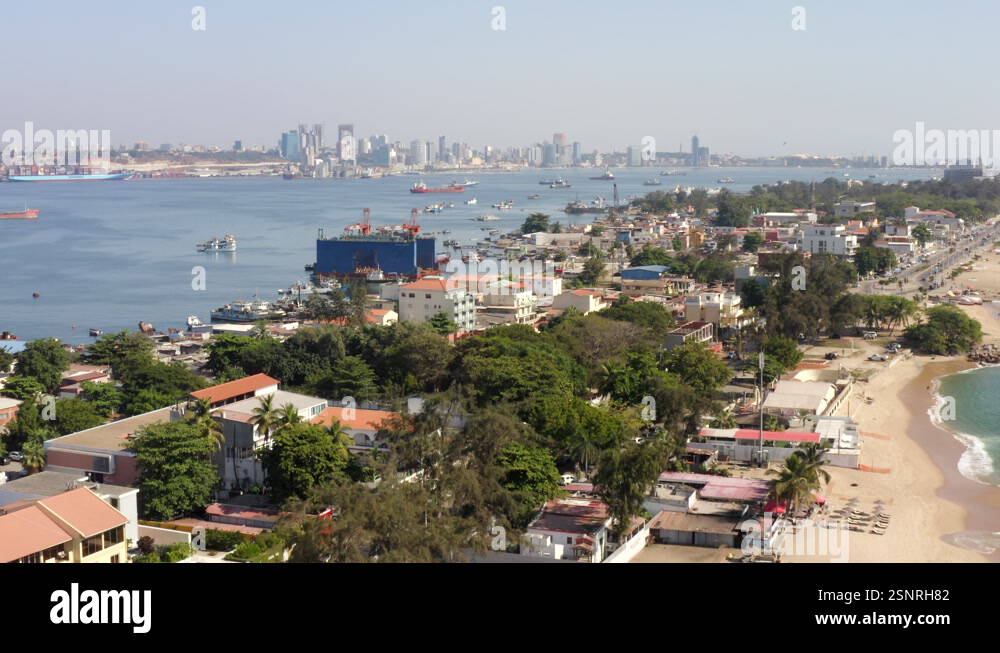 Capital Port City Of Luanda In Angola Of Southern Africa. Aerial Drone ...
