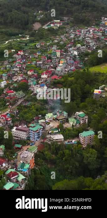 Aerial drone of Sagada village, located in the mountainous province of ...