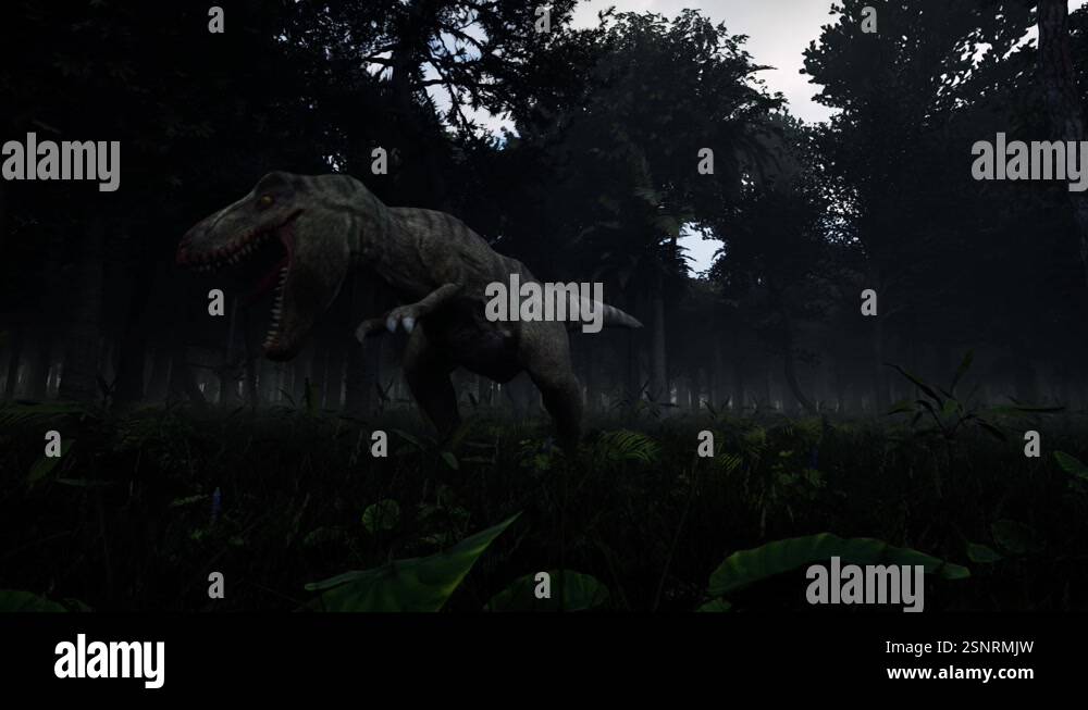 Dinosaur tyrannosaurus rex (T-Rex) standing idle and looking around ...