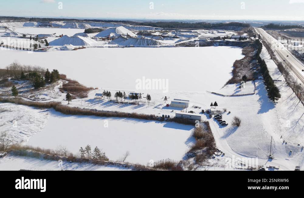 Serene Winter View of James Dick Quarry in Caledon, Ontario from Above ...