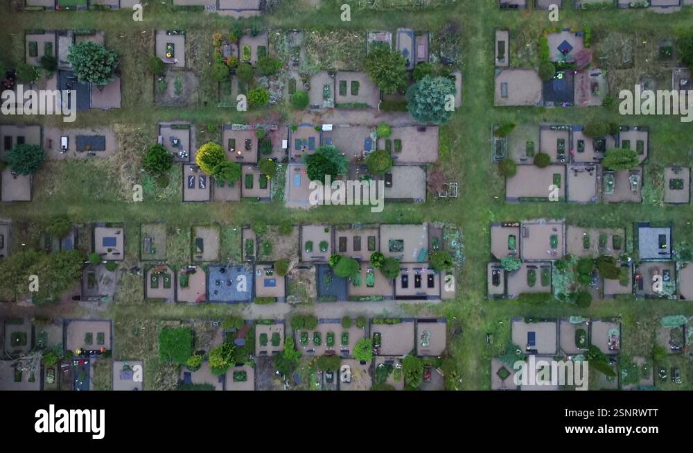 Drone Overhead Shot of Cemetery Layout - Patterns of Memory and ...