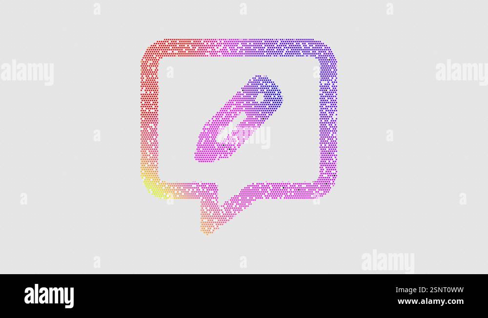 Icon comment alt edit is made up of LED square shapes that shimmer and ...