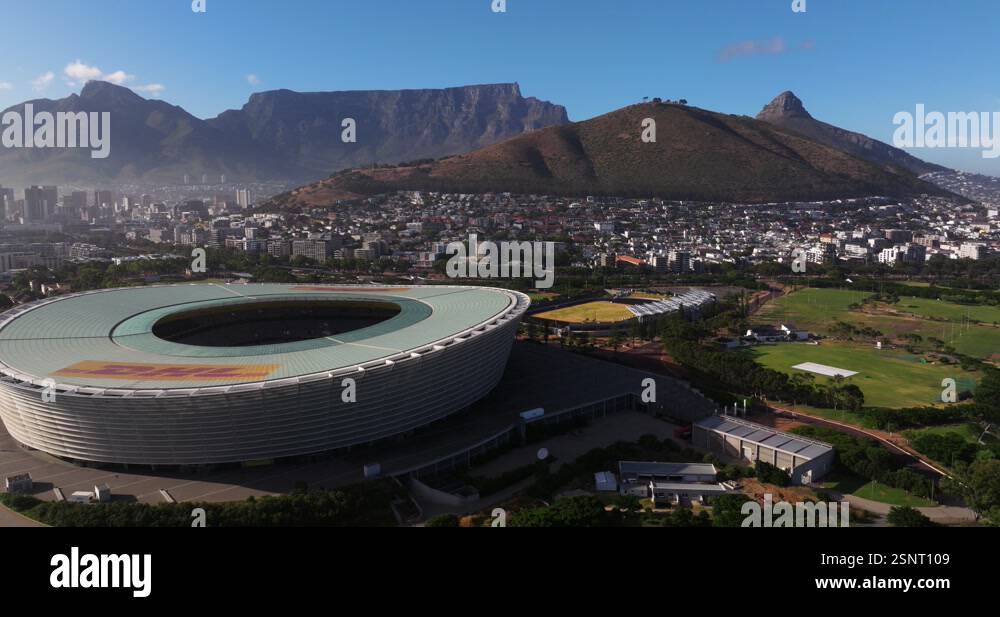 Sliding Drone Shot Reveals DHL Stadium with Famous Signal Hill, Table ...