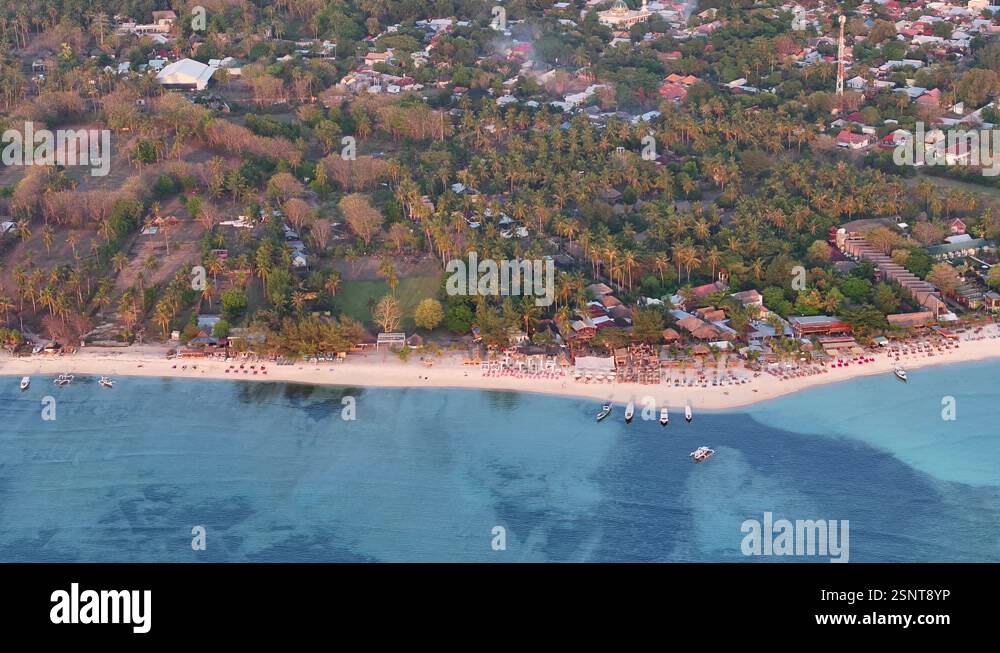 Private Resort Holiday At Gili Air Islands In Indonesia. Aerial Drone ...
