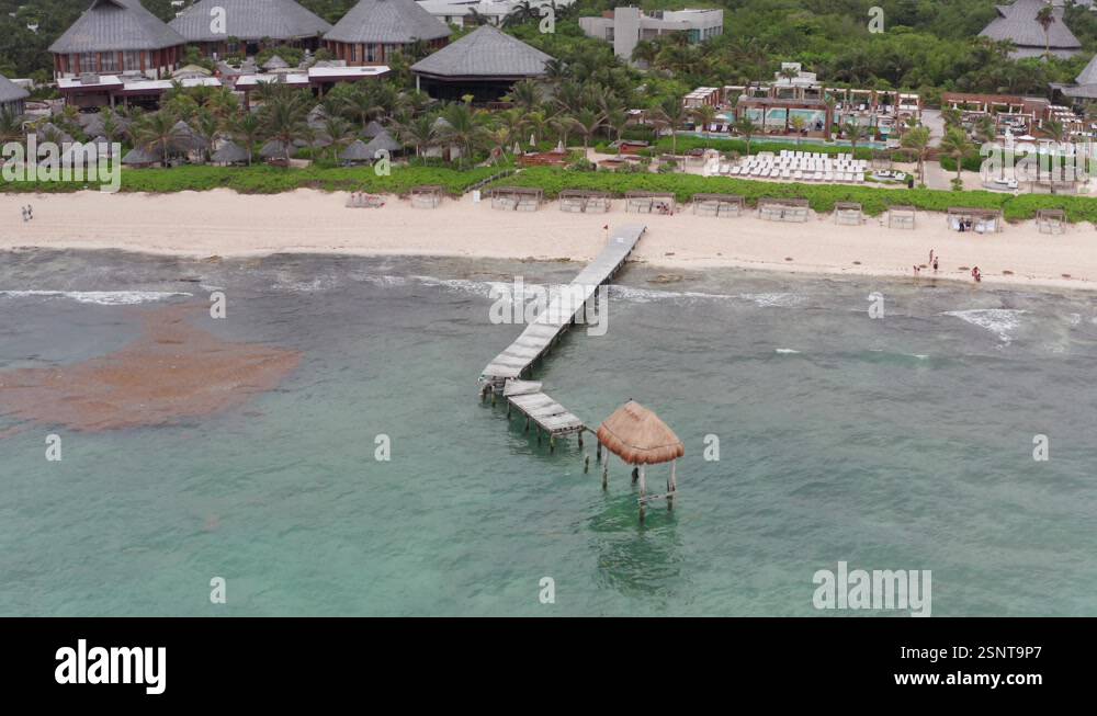 Tropical Storm Damage on a Beach in Riviera Maya, Mexico Stock Video ...