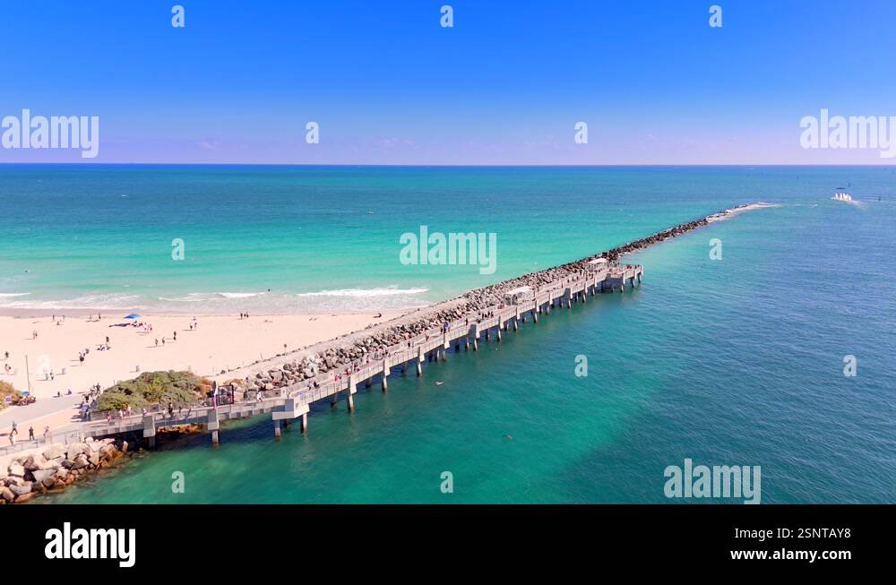Pier Miami Beach. Aerial drone video, Miami, Florida, United States. 4k ...