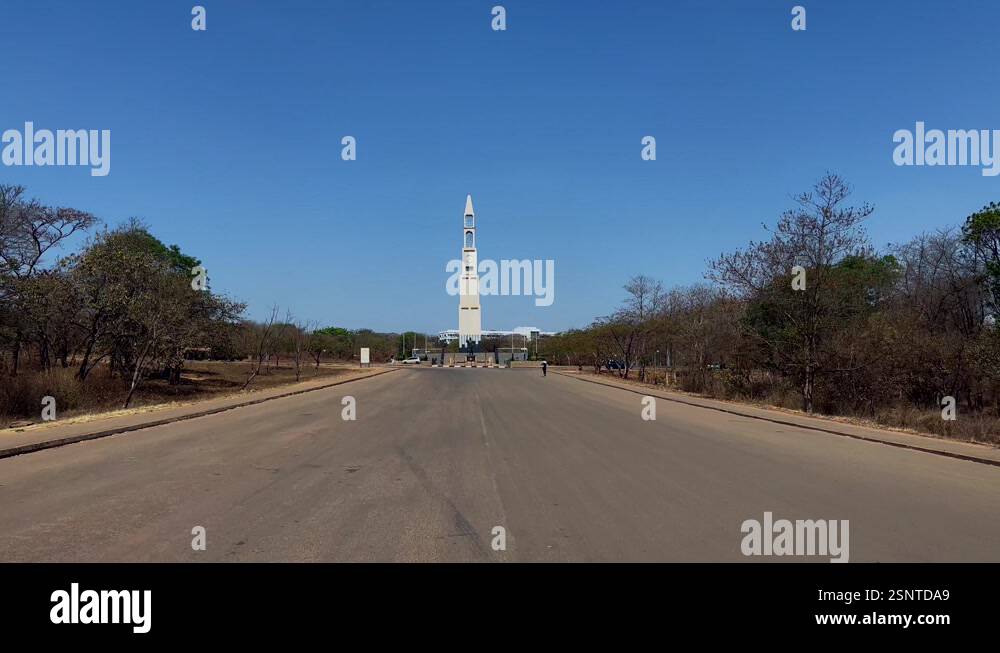 Approaching National War Memorial Tower in Lilongwe, Malawi Stock Video ...