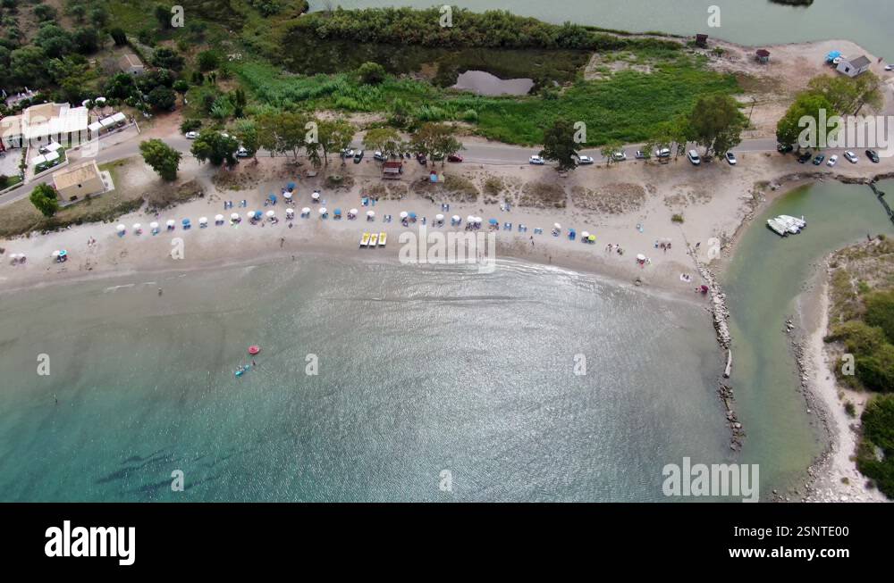 Agios Spyridon, sandy beach located in the northeast coast of Corfu ...