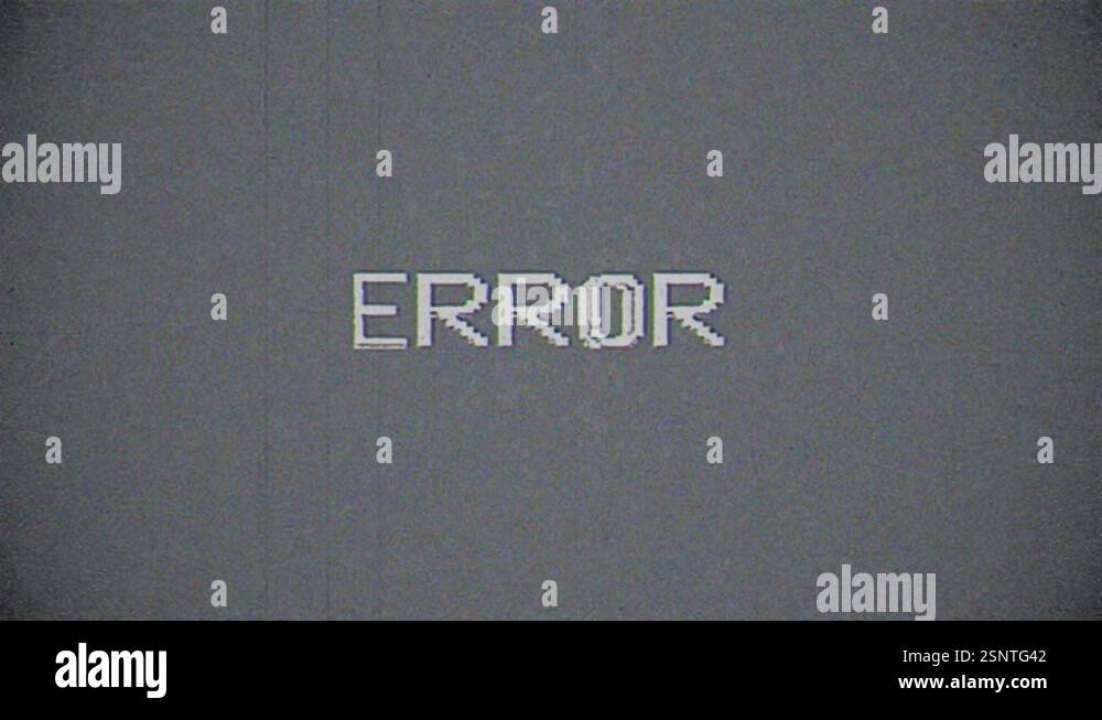 White pixelated error message on grey background displaying critical ...