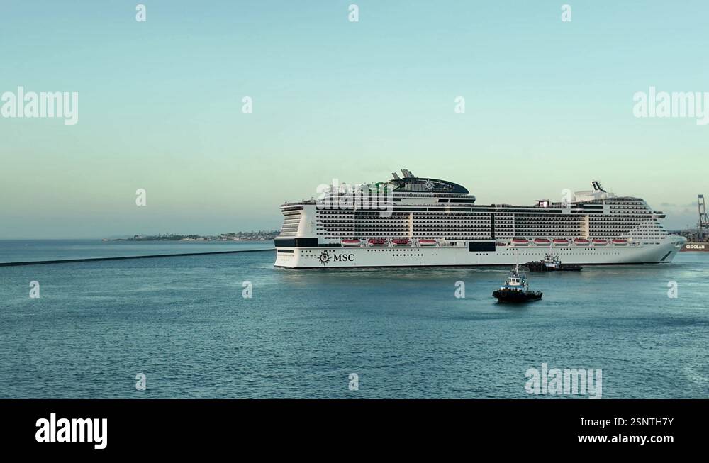 Wide Ocean View with a Majestic Cruise Ship Stock Video Footage - Alamy