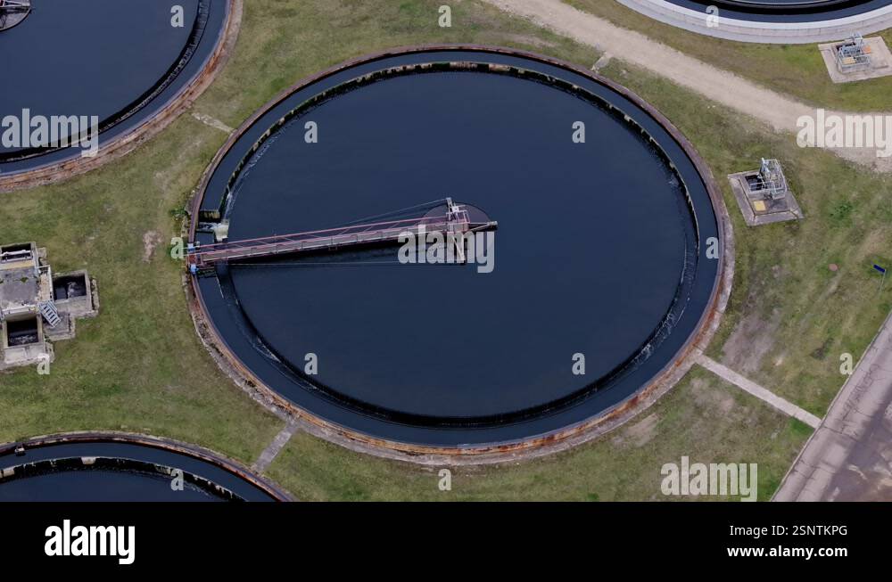 Wastewater Treatment Plant, Drone Perspective of Circular Sedimentation ...