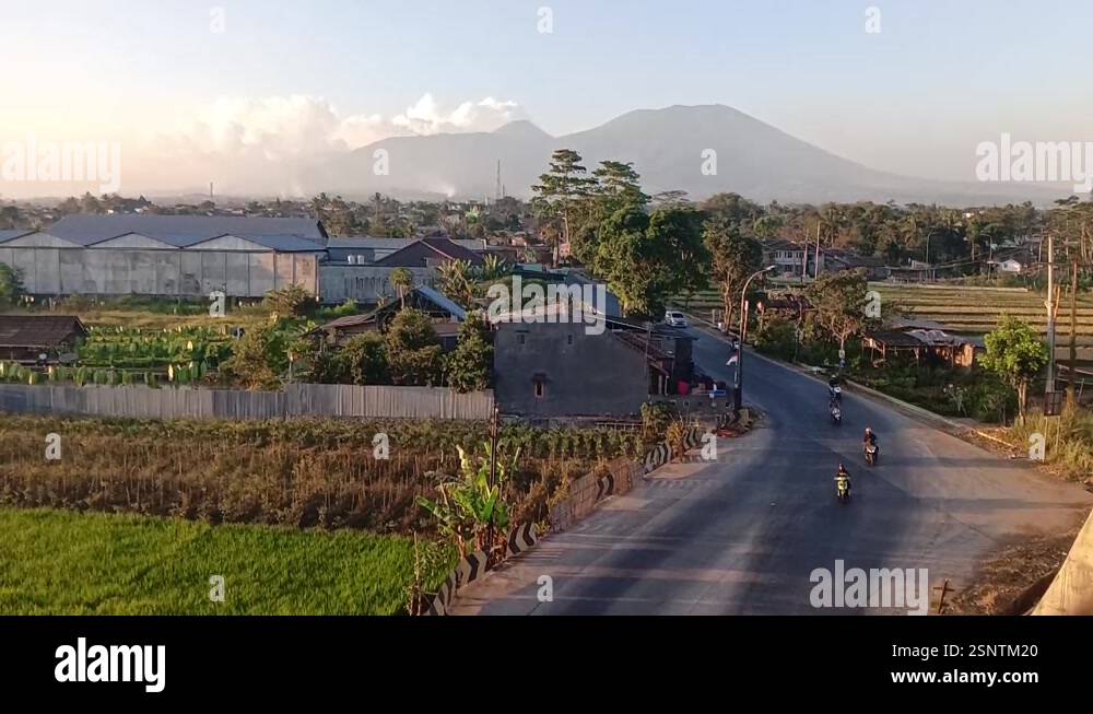 Vehicle traffic on the road in the city of Sukabumi in the afternoon ...
