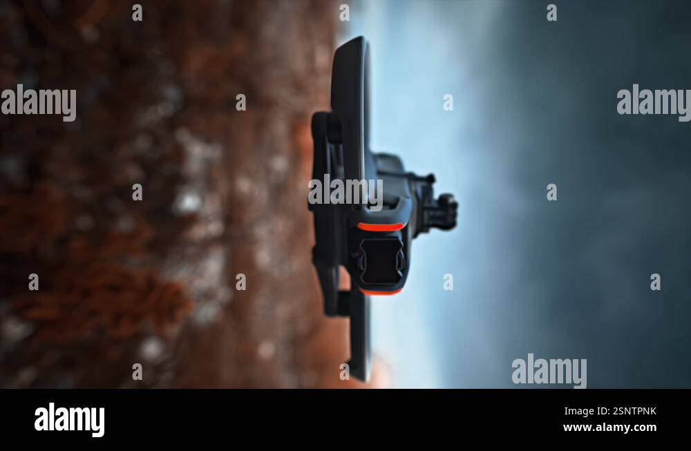 FPV drone captured in a cinematic close-up, showcasing its aerodynamic ...
