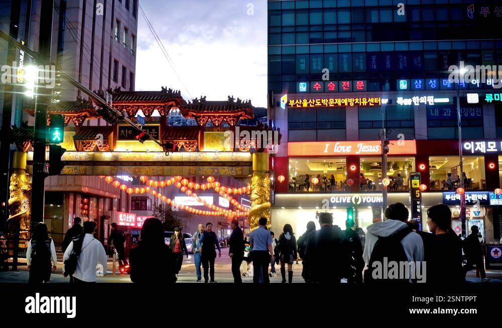 Typical evening scene on a pedestrian crossing at a major downtown street in Stock Video Footage ...