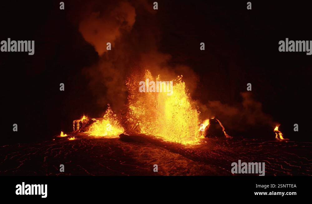 Explosive Volcanic Eruption Captured at Night Stock Video Footage - Alamy