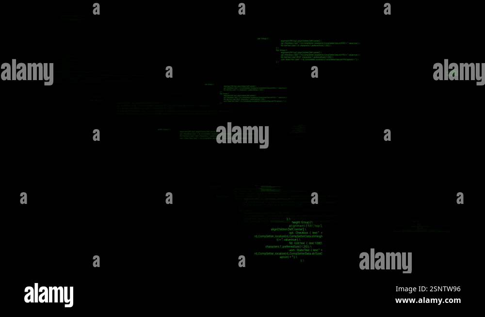 Dynamic Abstract Green Code on Black Screen in Motion Stock Video ...