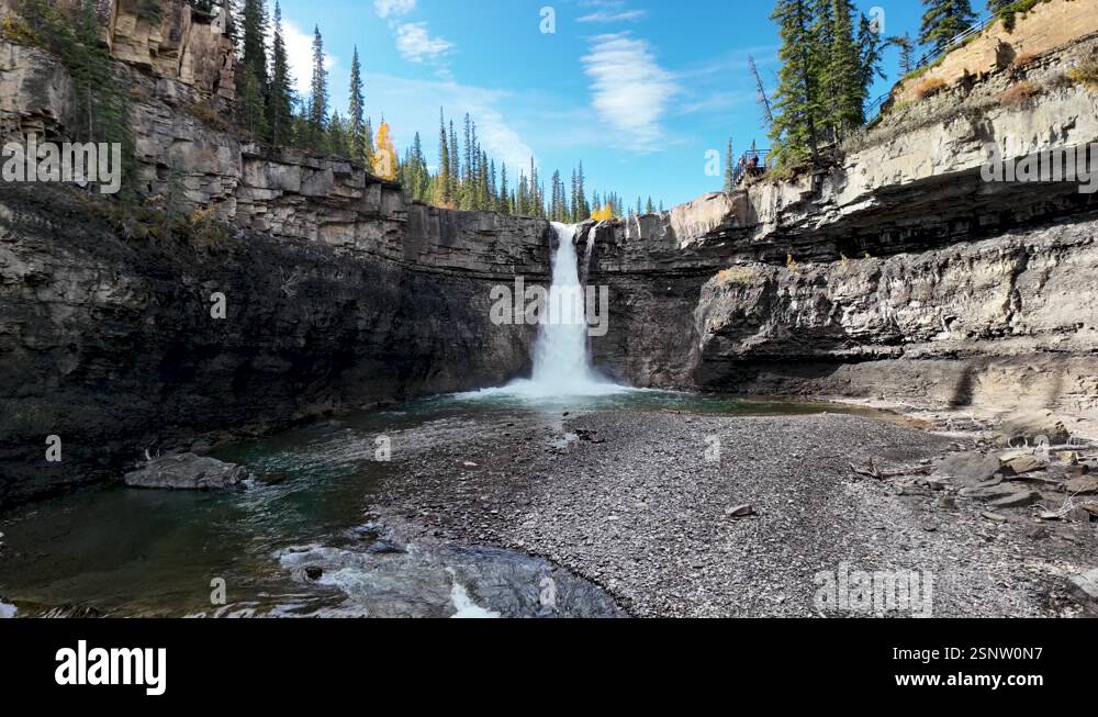 Crescent Waterfall Alberta Canada From Below Stock Video Footage - Alamy