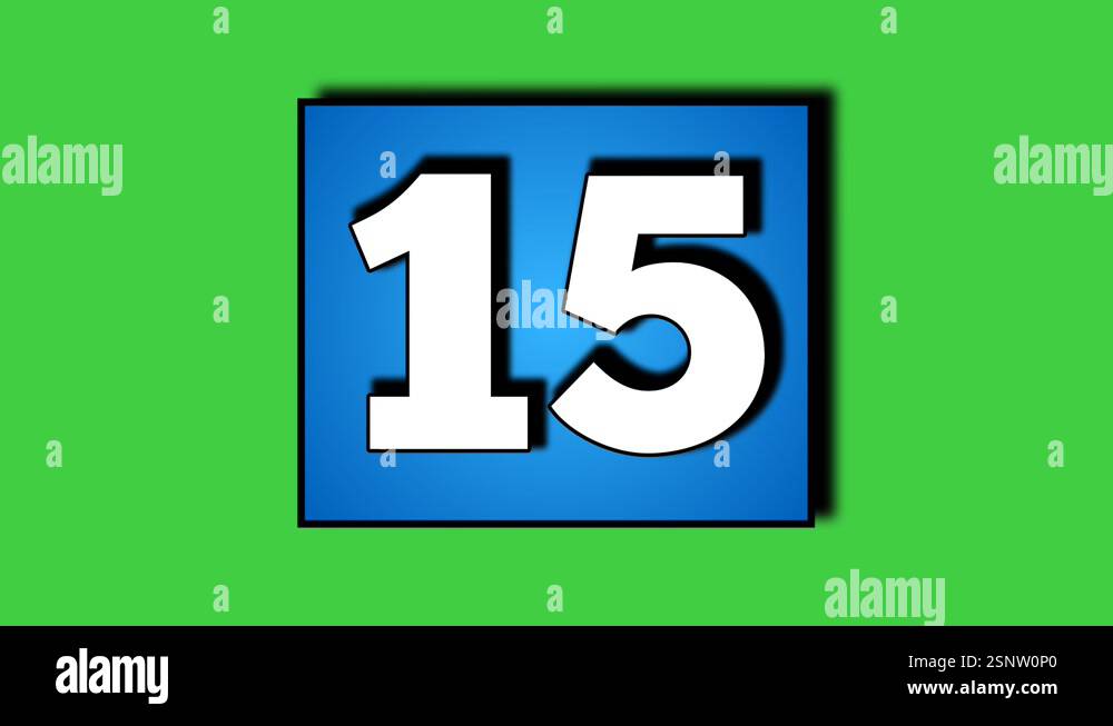 Number 15 fifteen symbol sign animation motion graphics cartoon in blue ...