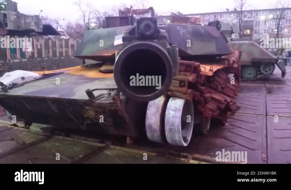 Damaged M1 Abrams tank of US lended for Ukranian army at public ...