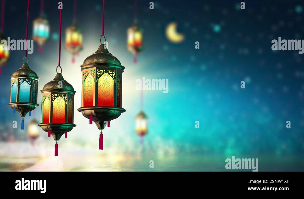 Ramadan Kareem Lanterns Forming from Particles. 3D Animation. Video 4K ...
