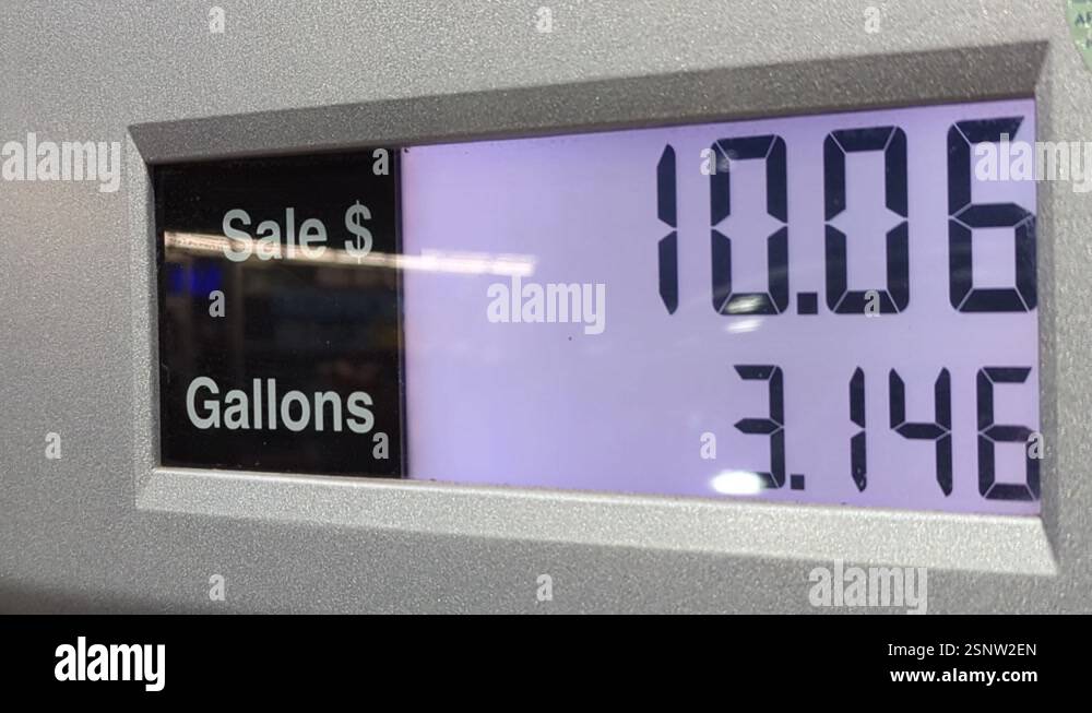 Gasoline Price Counter on Display at Night Showing Gas Sale on Digital ...