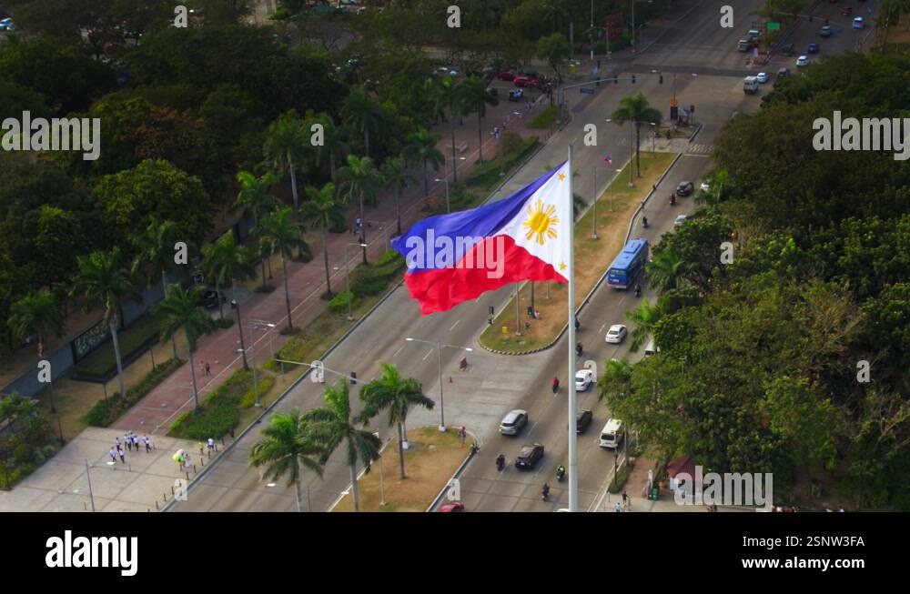 Golden Hour Cinematic Aerial View of Rizal Shrine Monument and Luneta ...