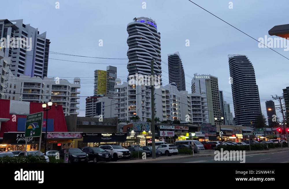 Gold Coast Australia Broadbeach suburb modern buildings skyline city ...
