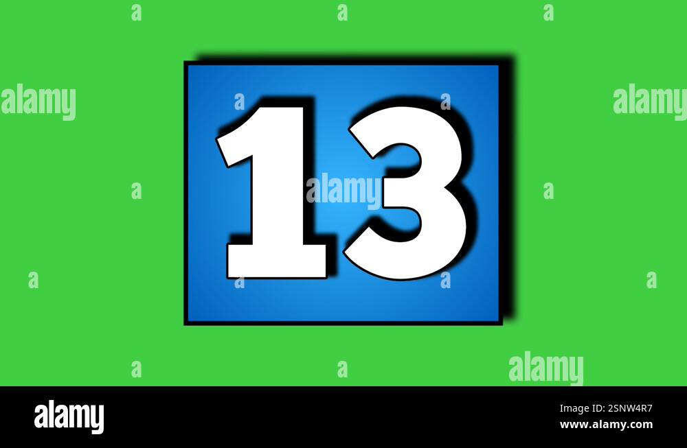 Number 13 thirteen symbol sign animation motion graphics cartoon in ...